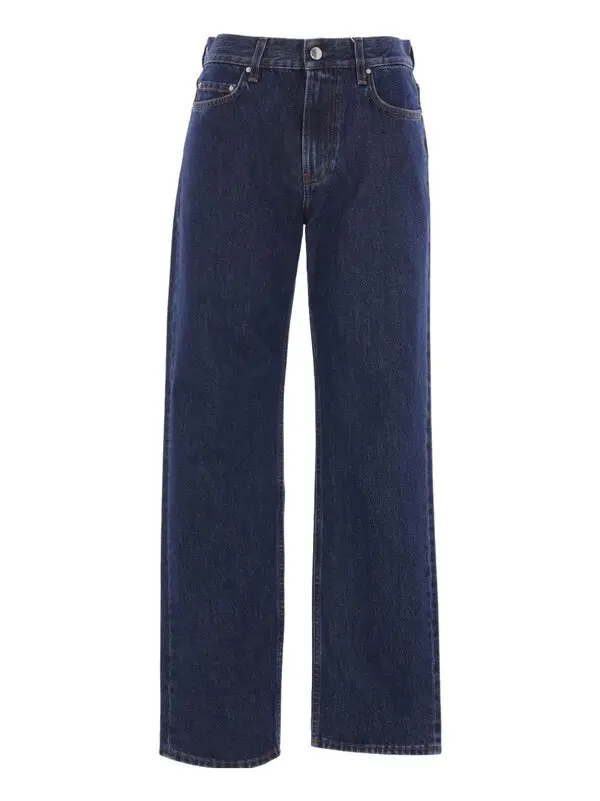 TOTEME Straight-leg Jeans With Logo Patch - Indigo