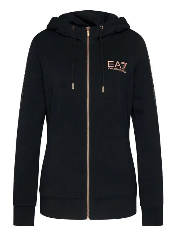 Emporio Armani Logo Zip-up Hooded Jacket - Black