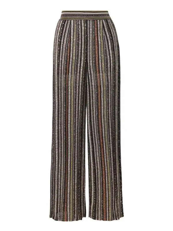 Missoni Sequined Striped Wide-leg Pants - Black