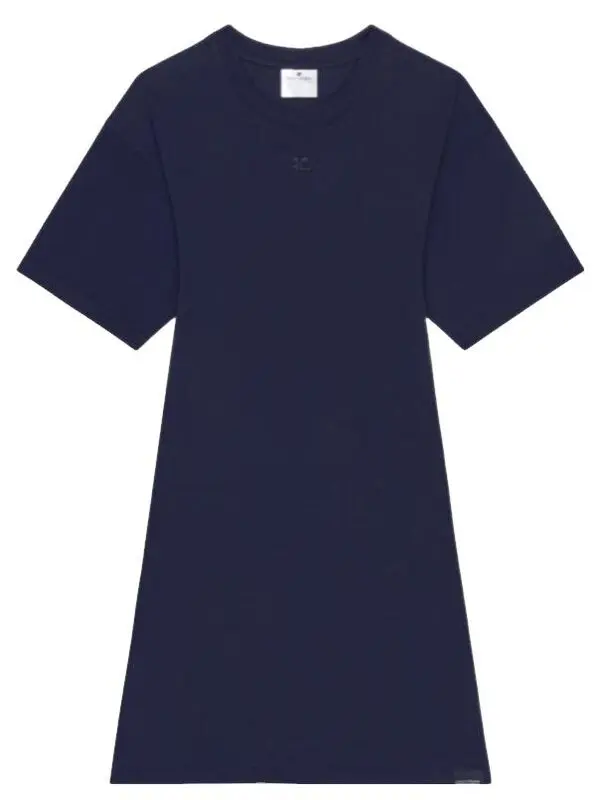 COURREGES Courrèges Embroidered A-line Mini Dress - Navy