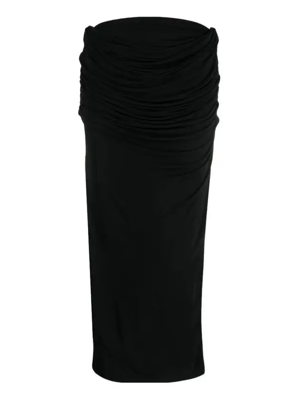 Paris Georgia High Waist Draped Midi Skirt - Black