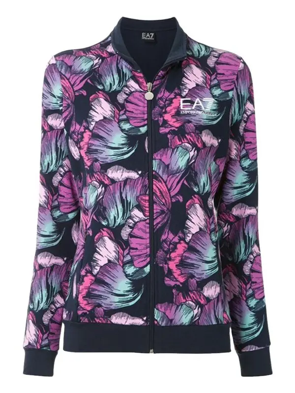 EA7 Floral Print Zip-up Jacket - Purple