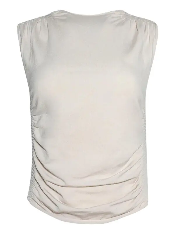 Alexander Wang Ruched Crewneck Sleeveless Top - Light Beige
