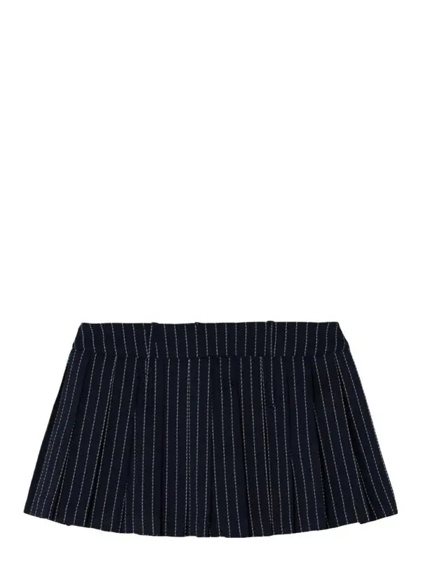 THE FRANKIE SHOP Blake Pleated Pinstriped Twill Mini Skirt - Navy