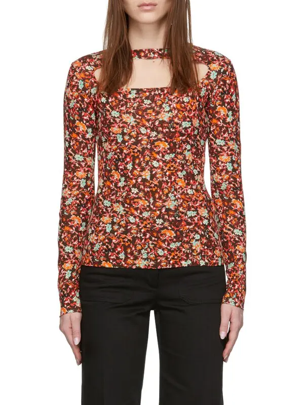 Victoria Beckham Floral Cut-out Long Sleeve T-shirt - Multicolor
