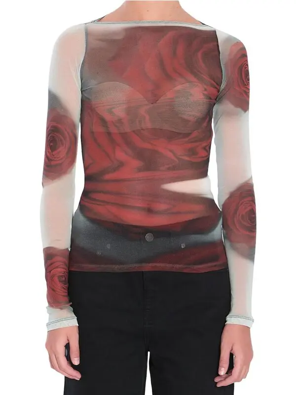 JEAN PAUL GAULTIER Blurry Roses Long Sleeve Top - Multicolor