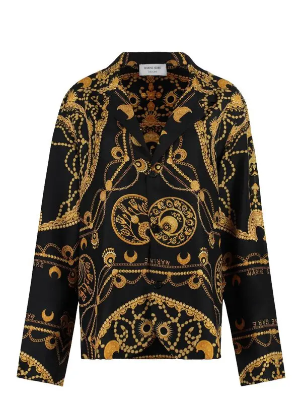 MARINE SERRE Printed Ornament Jewelry Buttoned Shirt - Green