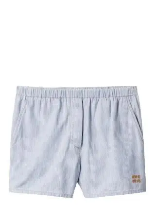 Miu Miu Striped Chambray Bermuda Shorts - Blue