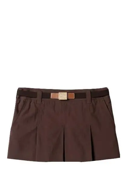 Miu Miu Belted Mini Skirt - Cocoa Brown