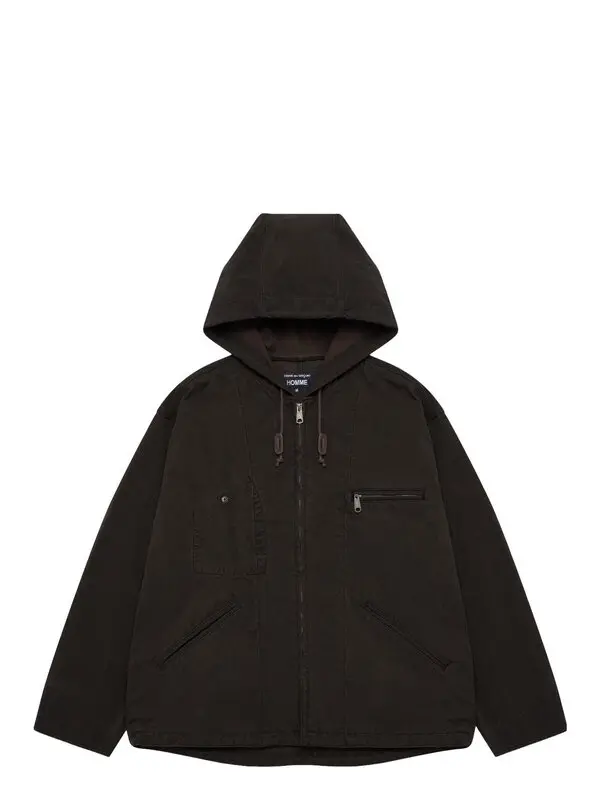 Comme Des Garçons Long-sleeved Casual Jacket With Drawstring Hoodie - Brown