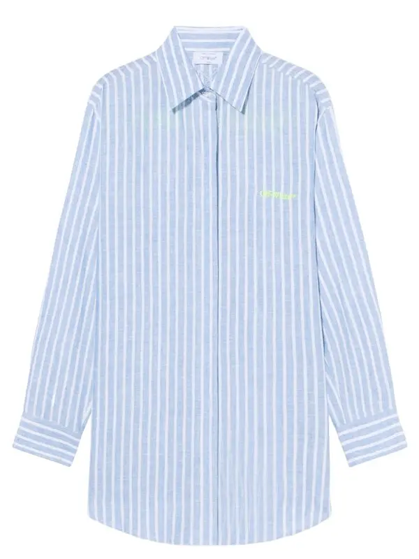 Off-White Striped Shirt Dress - Light Blue, White