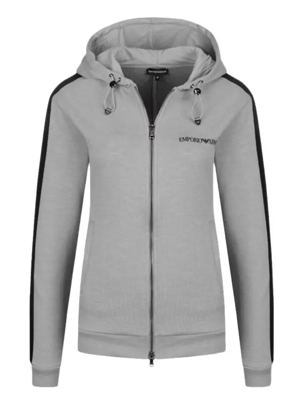 Emporio Armani Logo Hooded Casual Coat - Gray