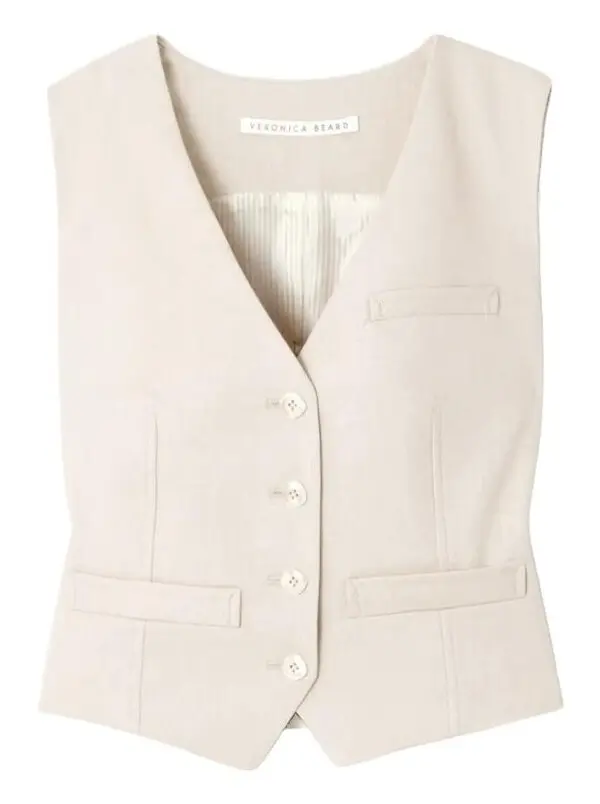 Veronica Beard Bennett V-neck Vest - Off White