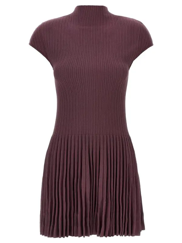 Magda Butrym Ribbed Pleated Mini Dress - Red