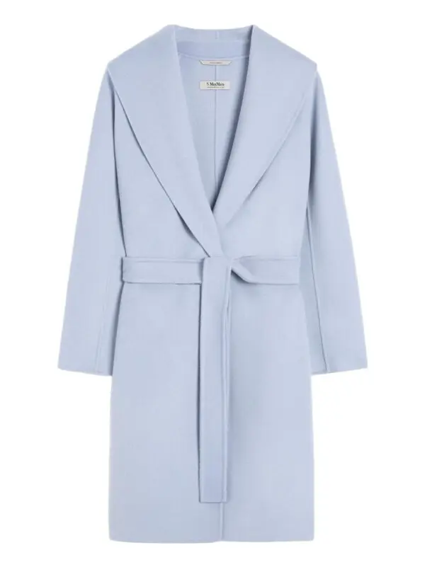 Max Mara Messi Belted Wrap Coat - Light Blue