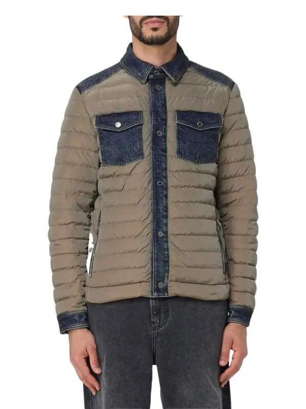 MOORER Crespi Quilted Down Jacket With Denim Trim - Gray