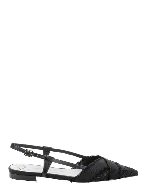 Roberto Festa Slingback Pointed Toe Flats - Black