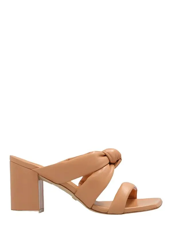 STUART WEITZMAN Square Toe Logo Detail Heeled Mules - Brown