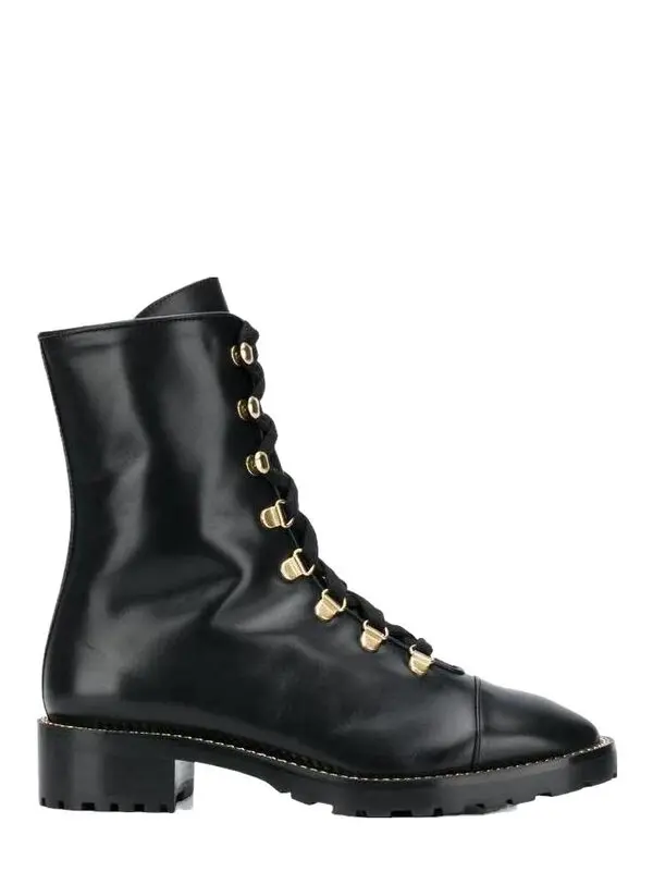 STUART WEITZMAN Kolbie Lace-up Boots With Chain Trim - Black