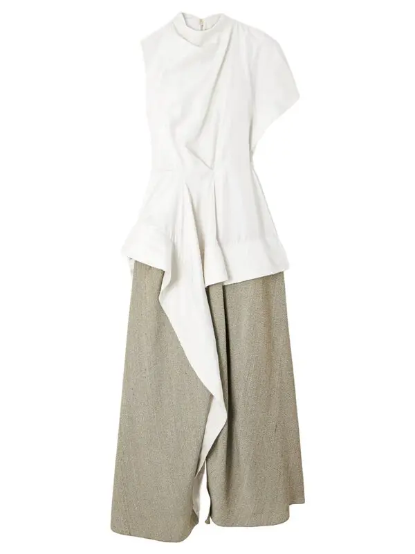 ROKSANDA Meena Asymmetric Draped Layered Silk Dress - White