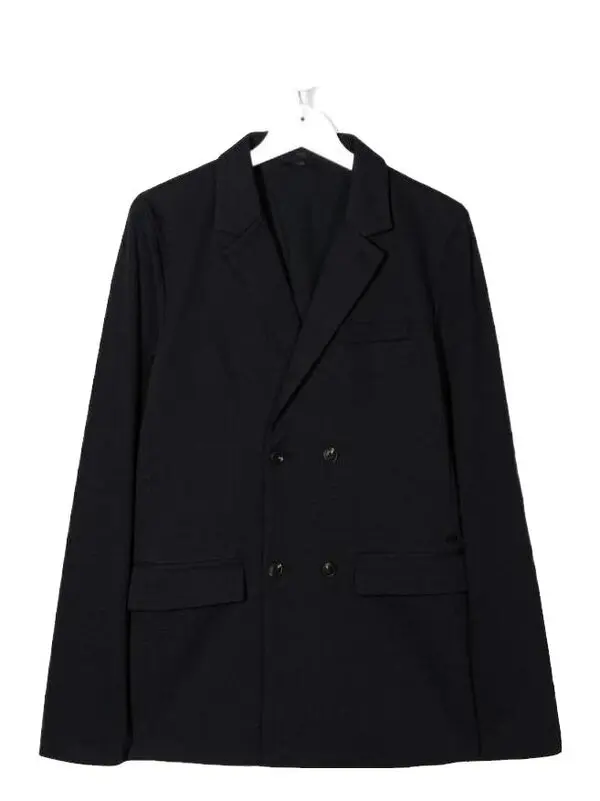 Emporio Armani Logo-embroidered Double-breasted Blazer - Black