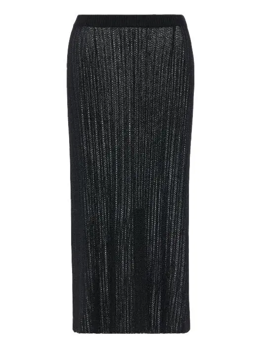 MAISON MARGIELA Ribbed Knit Midi Skirt - Black