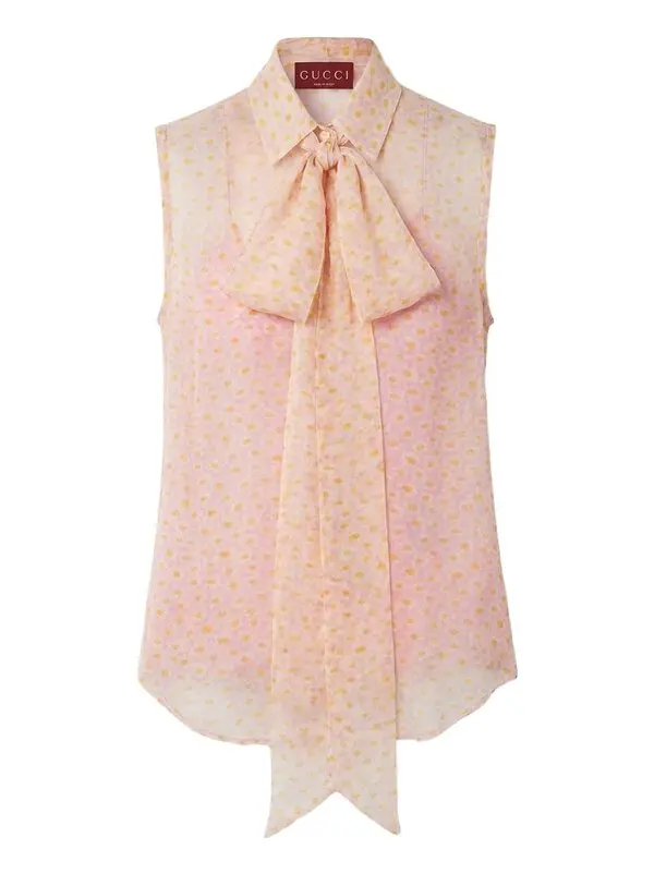 Gucci Sleeveless Neck-bow Top - Pink