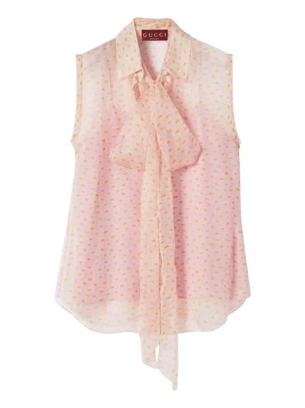 Gucci Sleeveless Neck-bow Top - Pink