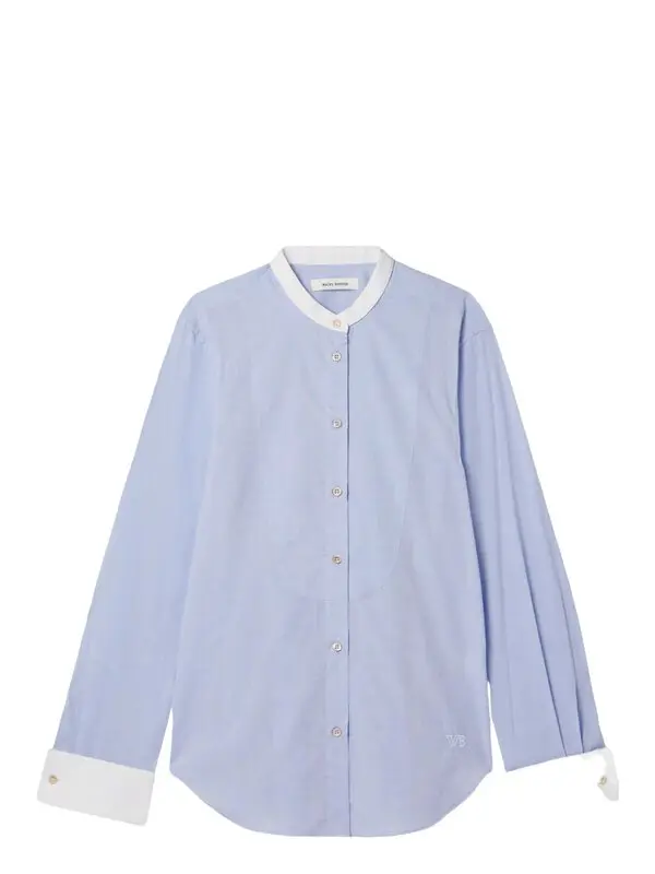 WALES BONNER Embroidered Cotton-chambray Shirt - Blue