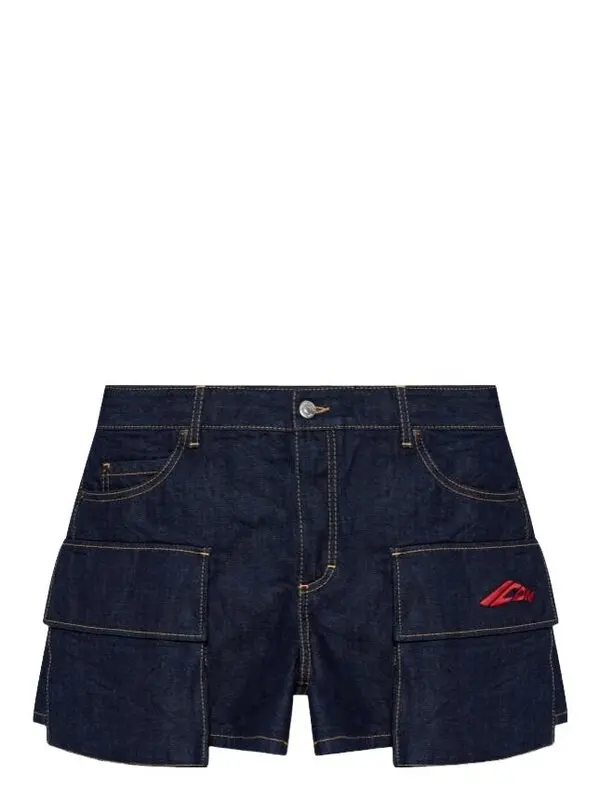 Dsquared2 Denim Cargo Shorts With Embroidered Logo - Navy Blue