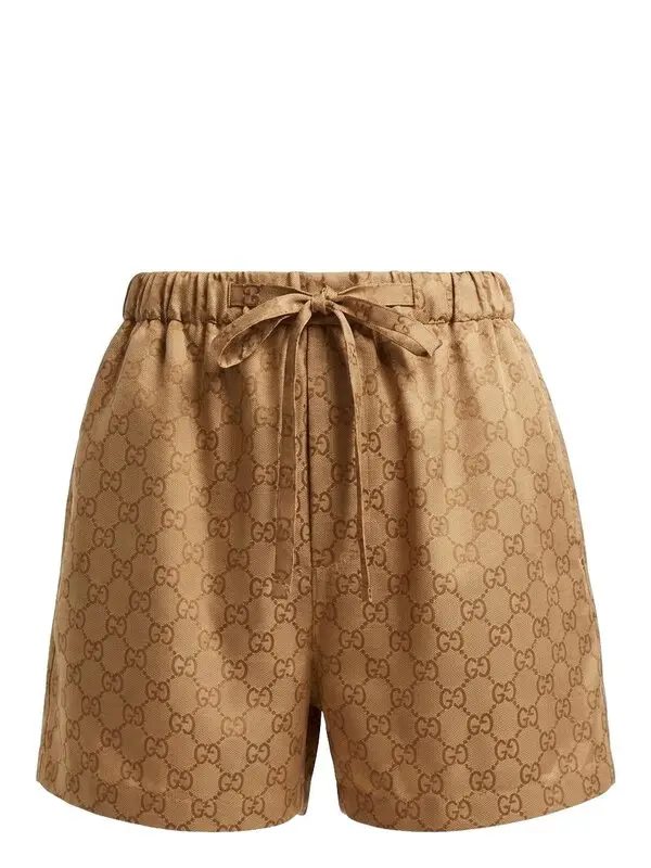 Gucci Gg Monogram Satin Shorts - Copper-colored
