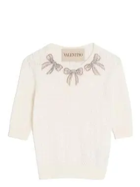 Valentino Garavani Embroidered Cotton Top - Ivory White