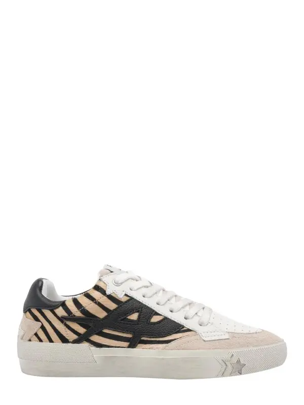 Ash Round-toe Lace-up Low-top Sneakers - Nude