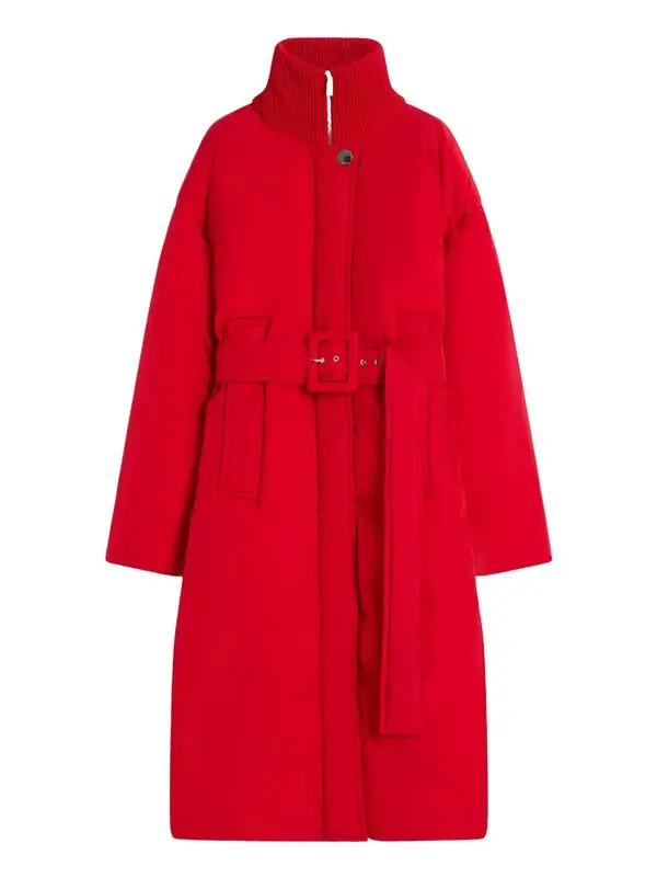Sportmax Long-sleeved Cotton Jacket With Belt - Red