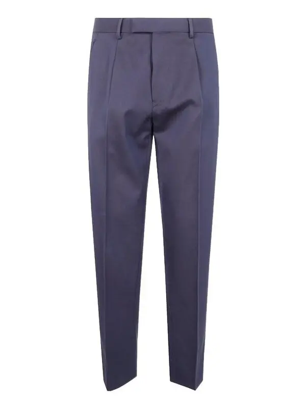 Zegna Pleated Cotton Trousers - Black