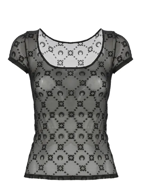MARINE SERRE Flock Open Neck Top - Gray