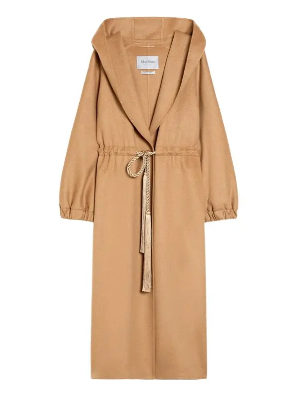 Max Mara Belted Hooded Coat - Camel
