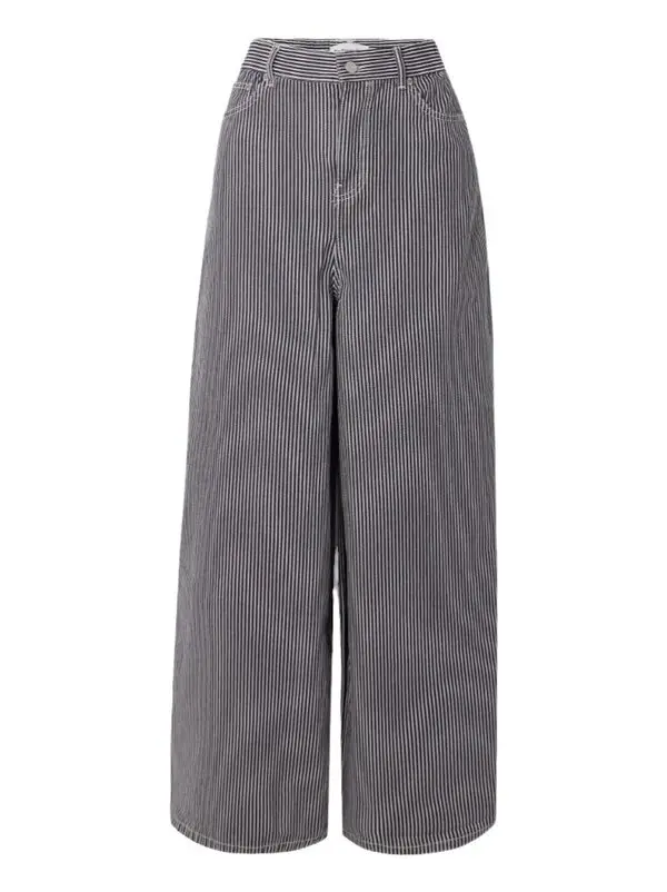 THE FRANKIE SHOP Sasha Striped High-rise Wide-leg Jeans - Gray