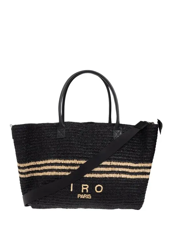IRO PARIS Nancy Woven Tote Bag With Striped Pattern - Black