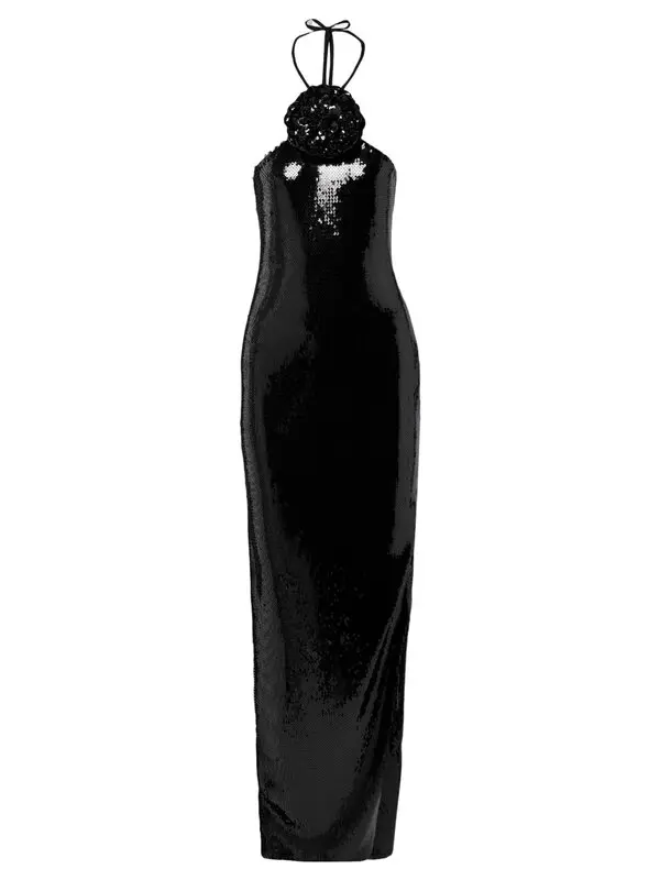 RODARTE Embellished Sequined Tulle Halterneck Gown - Black