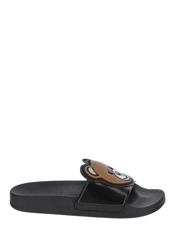 Moschino Teddy Bear Flat Slip-on Sandals - Black