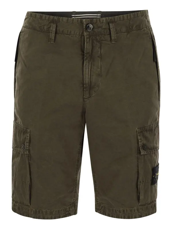 Stone Island Compass Patch Bermuda Shorts - Military Green