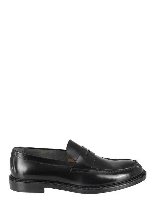 DOUCAL'S Penny-slot Almond Toe Loafers - Black
