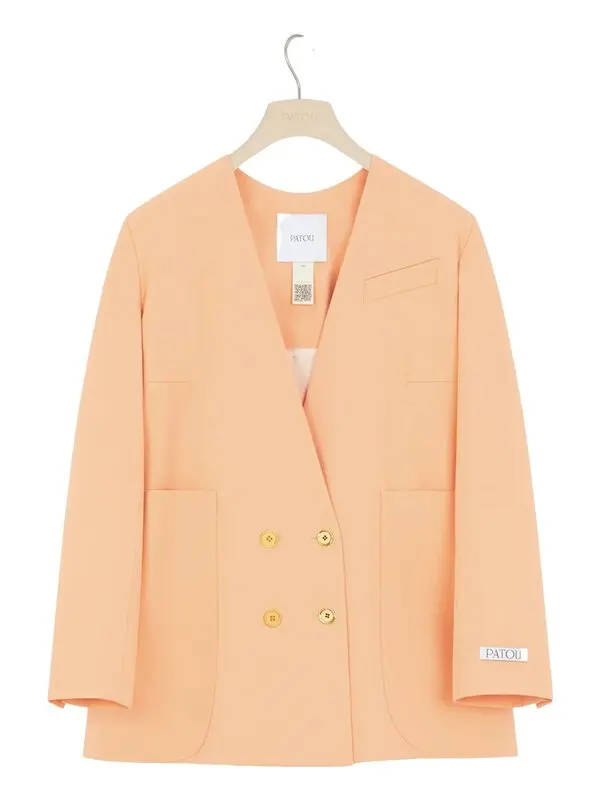 PATOU Double-breasted Wool-blend Twill Blazer - Nude