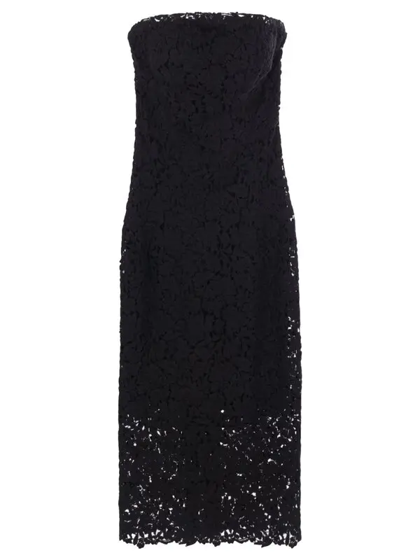 Ermanno Scervino Floral Lace Strapless Midi Dress - Black