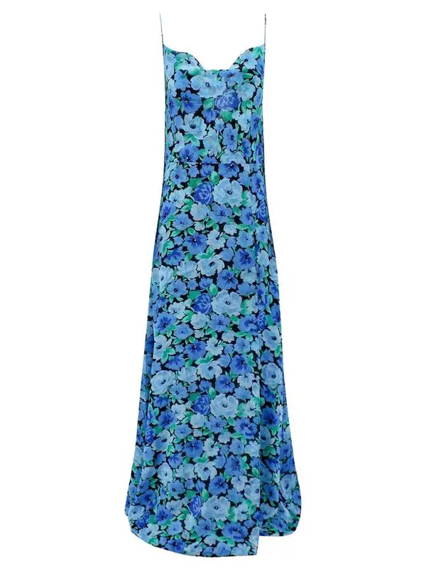 ROTATE BY BIRGER CHRISTENSEN Floral-printed Strappy Maxi Dress - Blue
