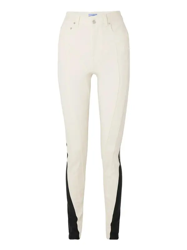MUGLER High-waisted Skinny Jeans With Spiral Stitch - White