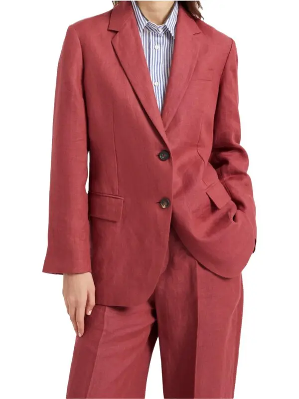 Brunello Cucinelli Single-breasted Gabardine Blazer With Drawstring Belt - Red