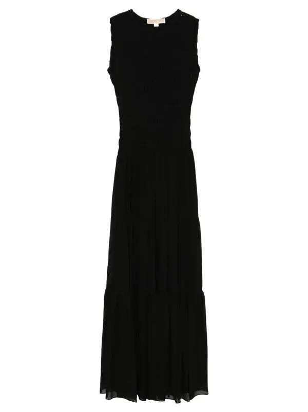 Michael Kors Smocked Georgette Tank Maxi Dress - Black