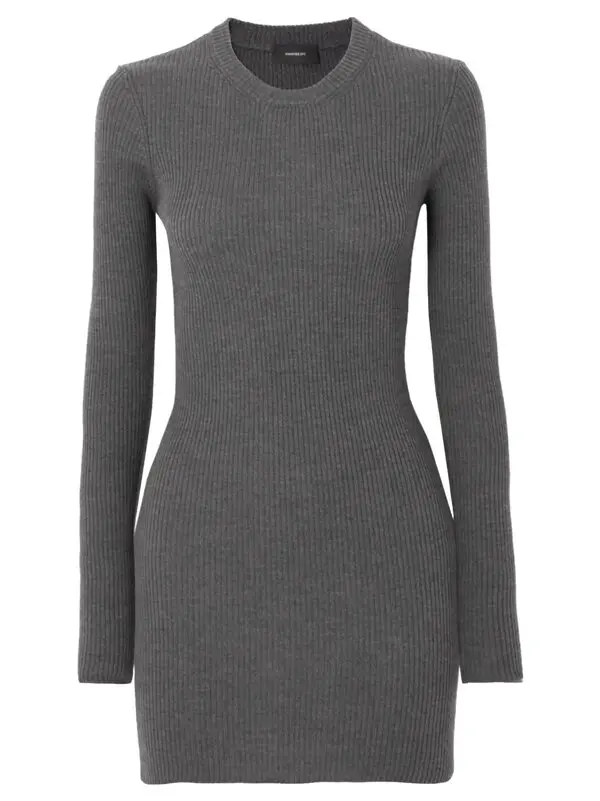 Wardrobe.NYC Ribbed Knit Mini Dress - Black